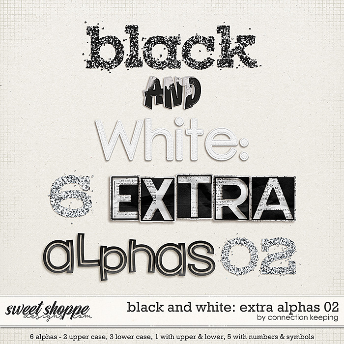Digital Scrapbook Kit | Black & White: Extra Alphas 02 by Connection ...