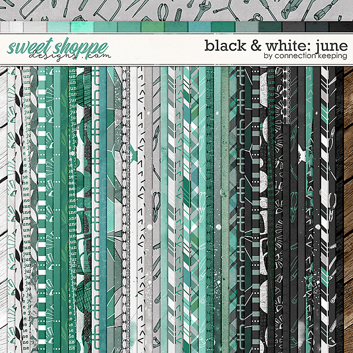 Digital Scrapbook Pack| Black & White: June Papers Pack by Connection ...