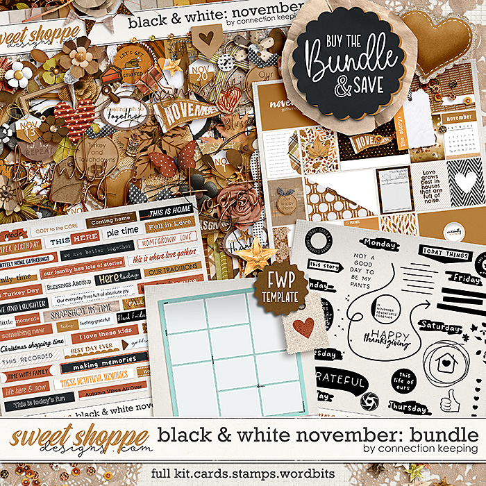 Digital Scrapbook Bundle| Black & White: November Bundle by Connection ...