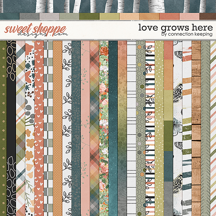 Digital Scrapbook Pack | Love Grows Here Paper Pack by Connection Keeping | Sweet Shoppe Designs