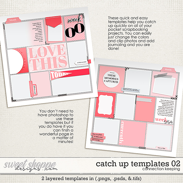 Digital Scrapbook Template Pack | Catch Up Templates 02 by Connection ...