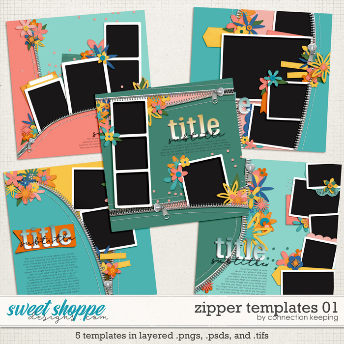 Digital Scrapbook Template Pack | Zipper Templates 01 by Connection ...