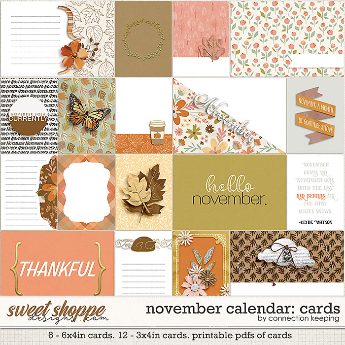 Digital Scrapbook Pack | November Calendar Journal Cards by Connection ...