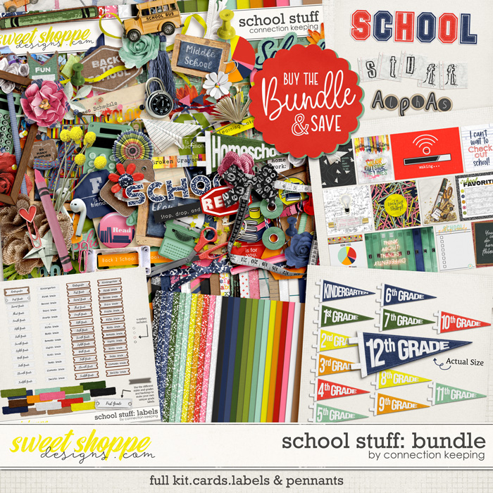 Digital Scrapbook Bundle | School Stuff Bundle by Connection Keeping ...