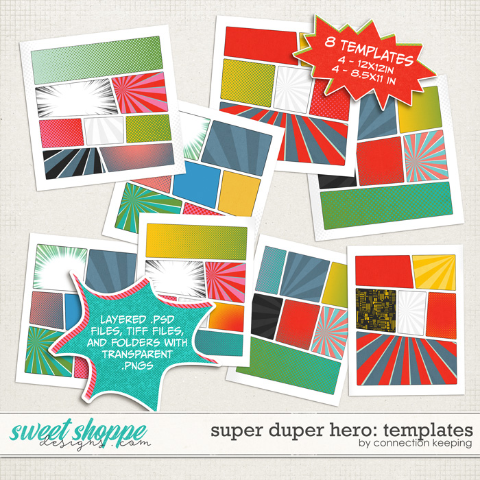 Digital Scrapbook Template Pack | Super Duper Hero Comic Book Templates ...