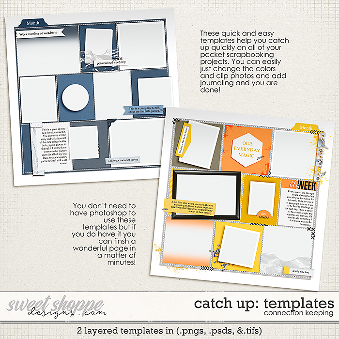 Digital Scrapbook Template Pack | Catch Up Templates 01 by Connection ...