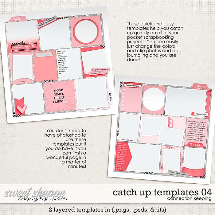 Digital Scrapbook Template Pack | Catch Up Templates 04 by Connection ...