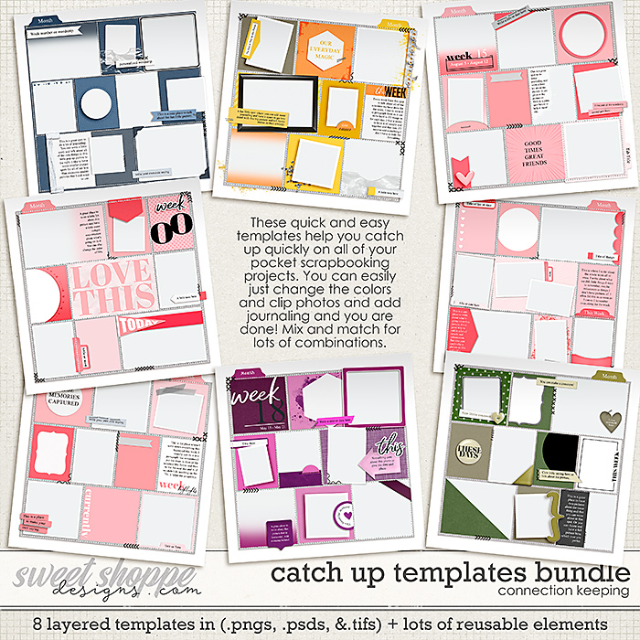 Digital Scrapbook Template Pack | Catch Up Templates Bundle by ...